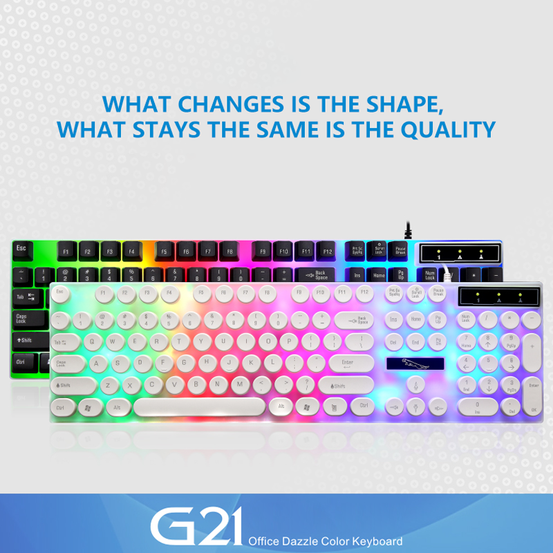 G21 Colorful Cool Light Round Keys Windows Wired Keyboard, USB Plug and ...