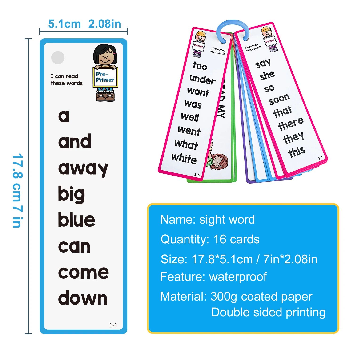 220 Sight Words Learning Cards High Frequency Words Kindergarten to 1st ...
