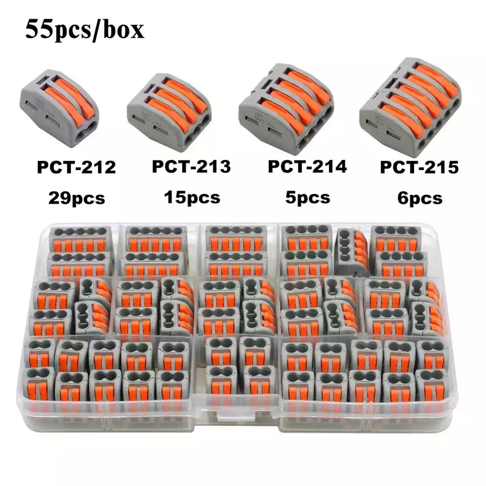 55 pcs of lever type wire connectors compact splicing wire connectors ...