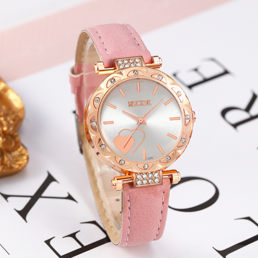 1 Piece Ladies Romantic Exquisite Round Pointer PU Leather Quartz Watch ...