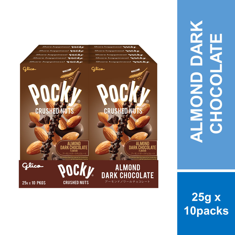 Pocky Crushed Nuts Almond - Dark Chocolate Flavour (25g x 10 Packs ...