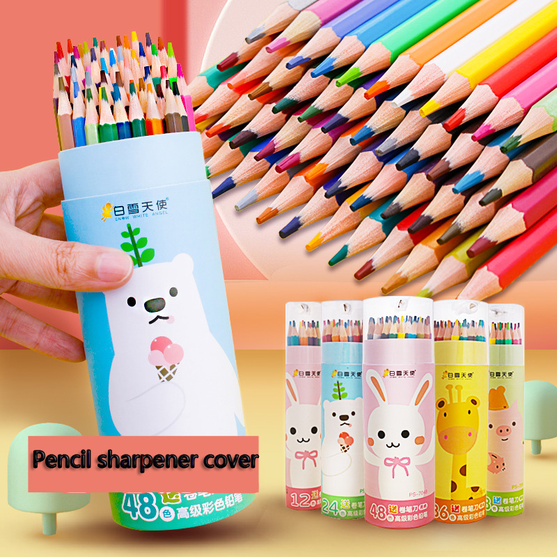 Color Lead Hexagonal Rod 12 Colors 24 Cartoon Color Pencil with Pencil ...