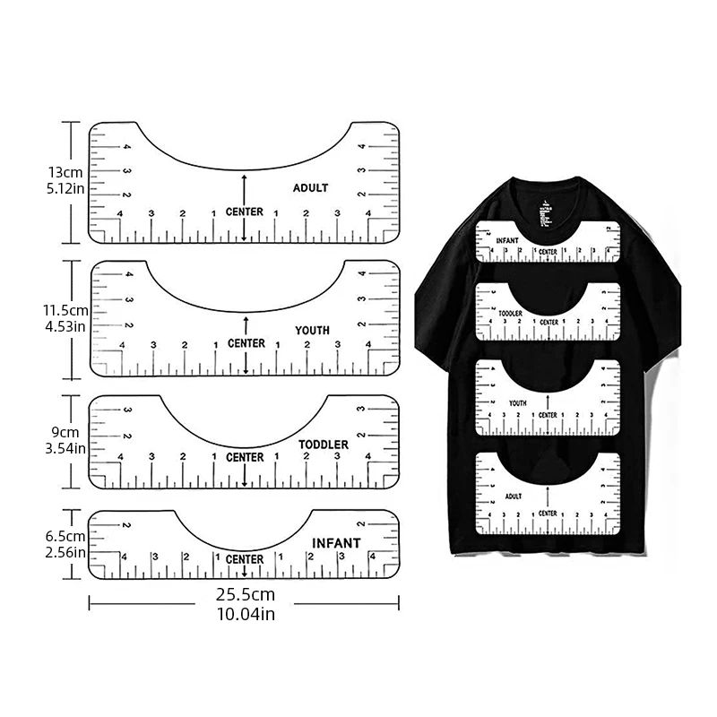4 Pcs T Shirt Alignment Ruler Acrylic Alignment Graphics Ruler For ...