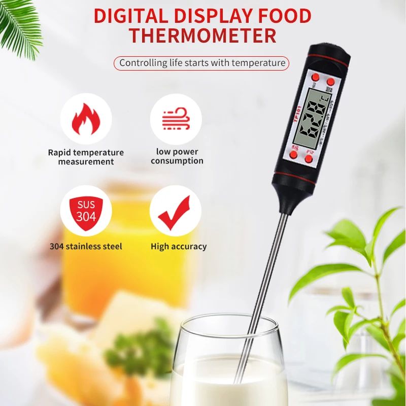 1pc Kitchen Food Baking Digital Thermometer Black Electronic Probe ...