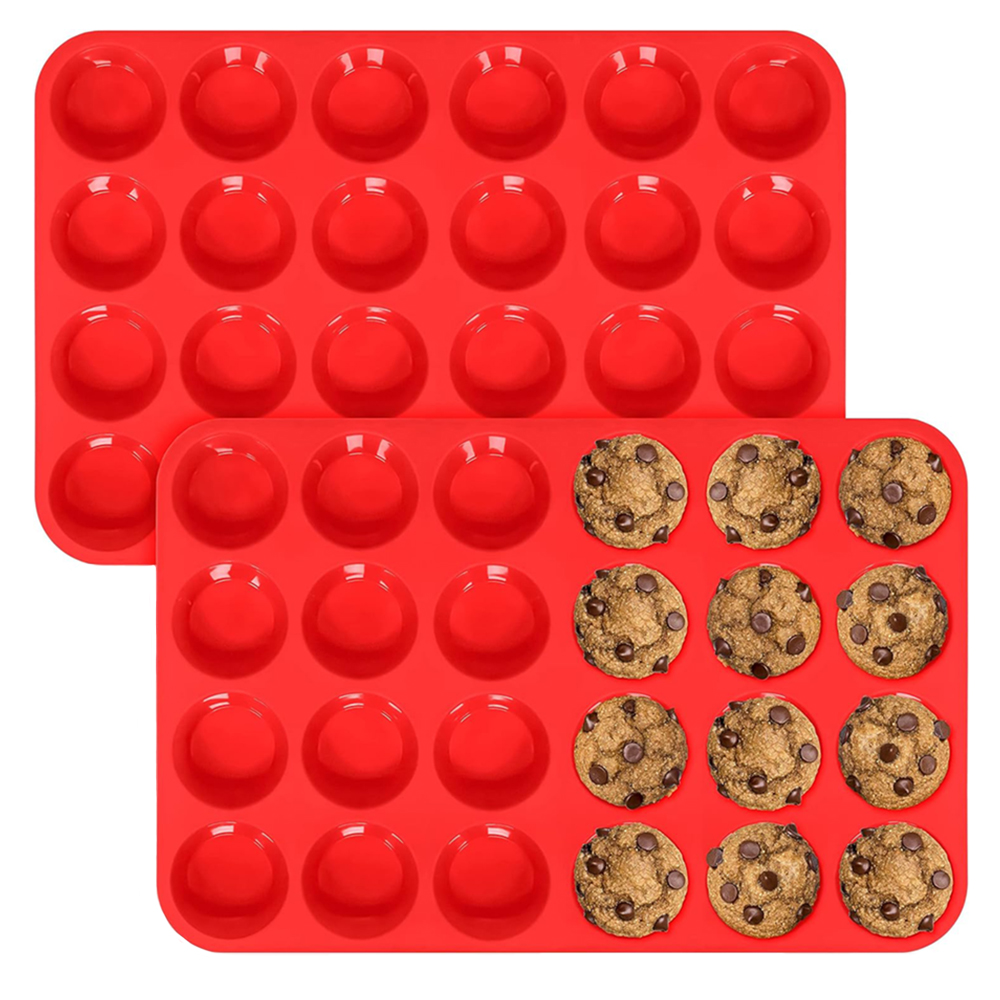 Silicone Muffin Baking Pan & Cupcake Tray 12 Cups/24 Cups - Nonstick ...
