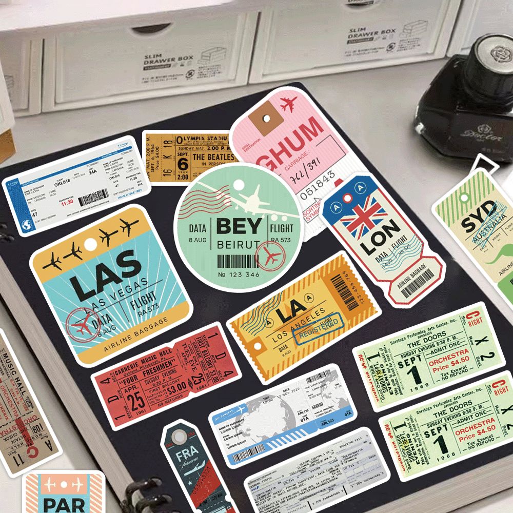 40pcs Vintage Airline Boarding Pass ticket label sticker mobile phone ...