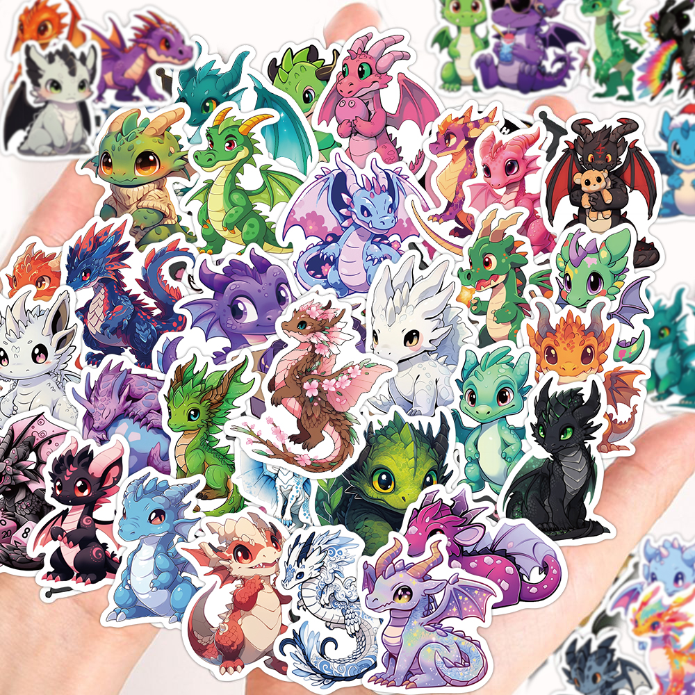 50Pcs Cute Dragon Sticker Decorative Gift Laptop Bumper Water Bottle ...