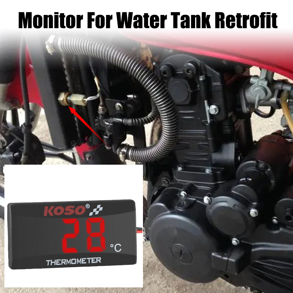 Motorcycle Thermometer With Sensors 0~120°C Monitor Water Tank Retrofit ...