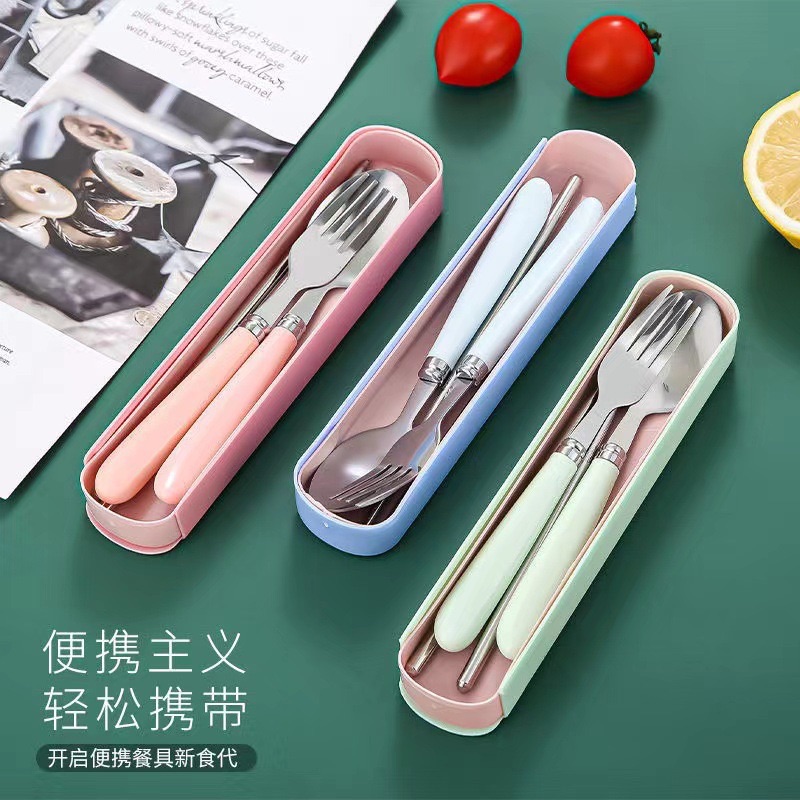Portable Tableware Set Stainless Steel Chopsticks Spoon Fork Set ...