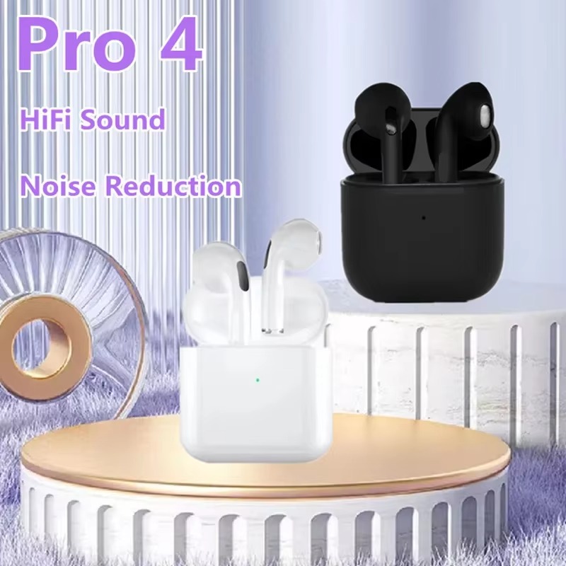 Pro4 TWS Bluetooth Headphones 9D Stereo Wireless Earphones HiFi Earbuds Hands Free Headset With ...
