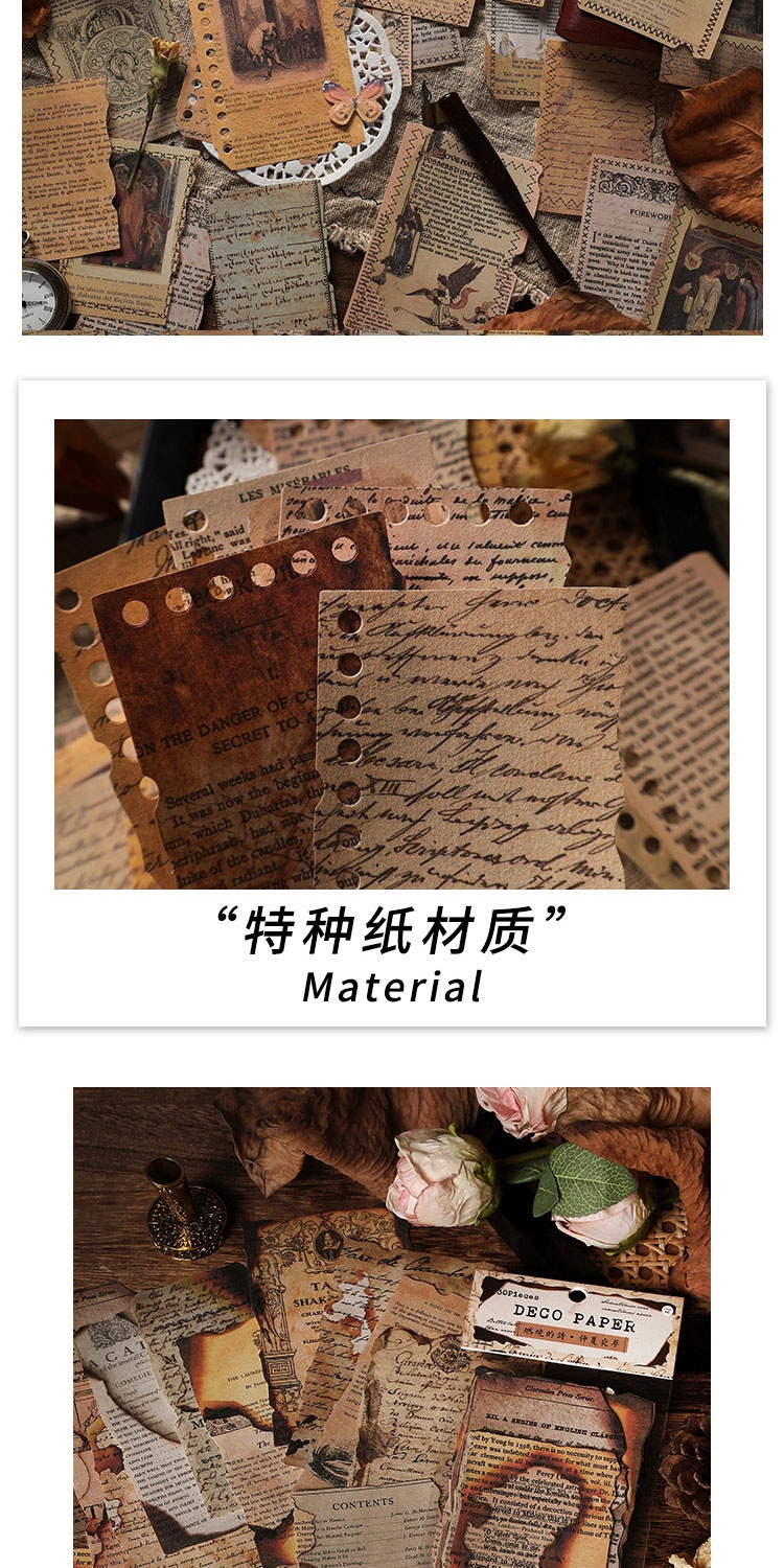 30 Pcs Burning Poems Series Vintage Journal Material Paper Scrapbooking ...