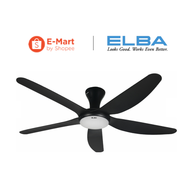 ELBA Ceiling Fan With LED Light (56") ECF-N5652L(BK) | Shopee Malaysia
