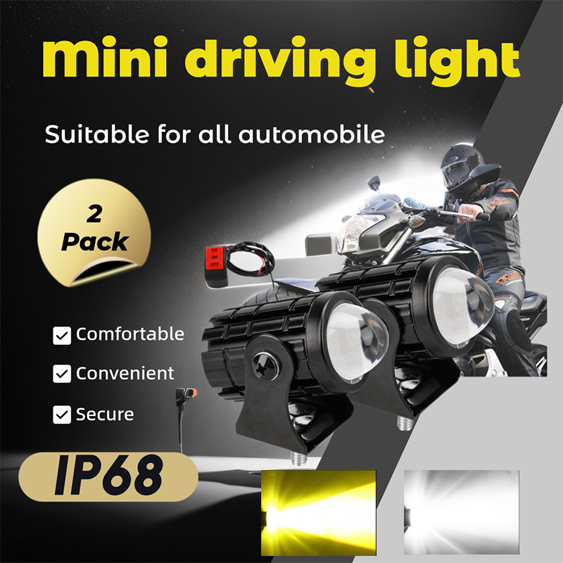 2PCS Mini Motorcycle Driving Lights with Bracket Switch High Quality ...