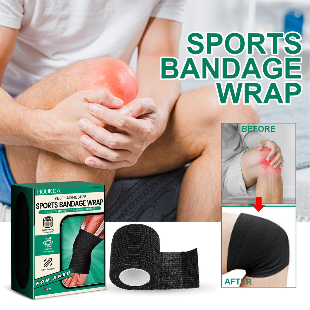 HouKea Sports Knee Bandage Joint Care Self-Adhesive Wrap Stretch ...