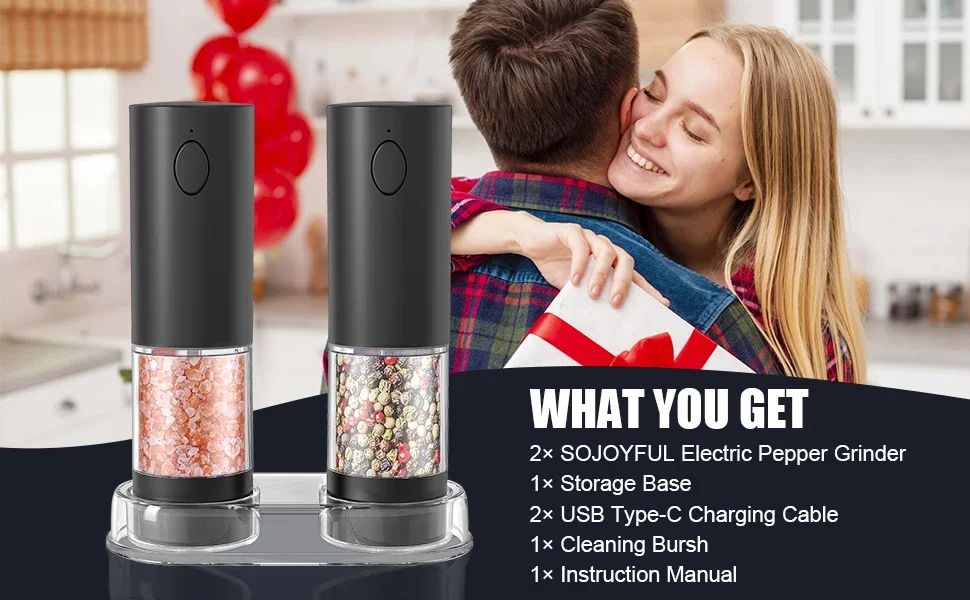 Electric Salt and Pepper Grinder Set, Rechargeable Salt and Pepper ...