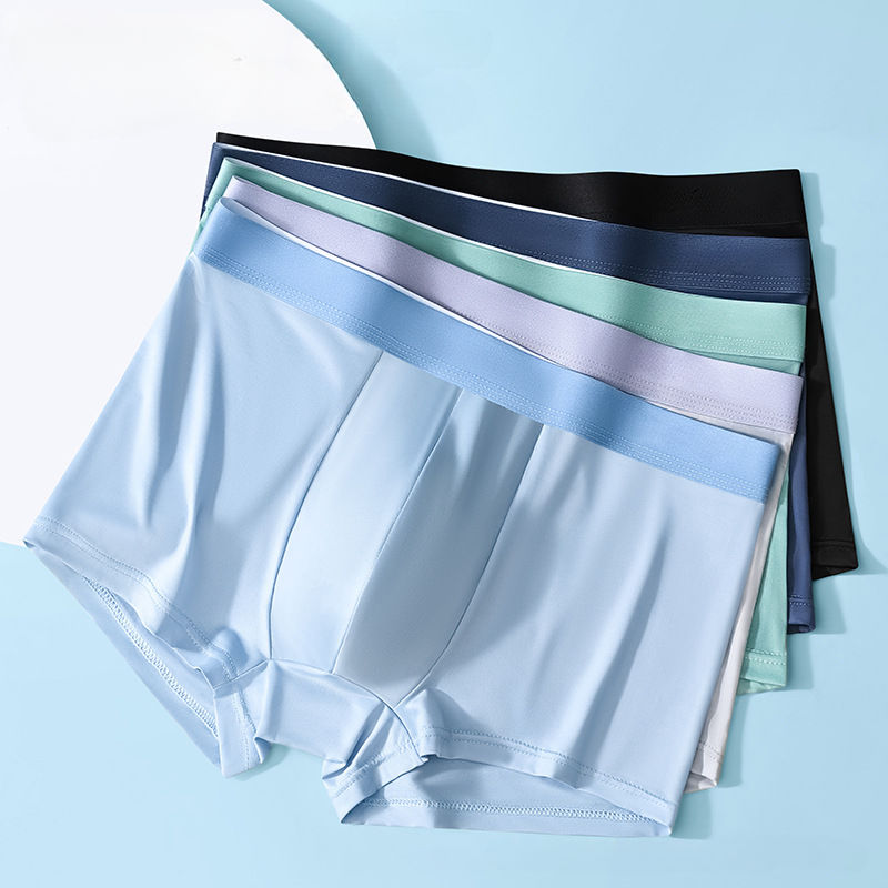 4 PCS Men's Ice Silk Boxer Briefs - Graphene Antibacterial Ultra-Thin ...