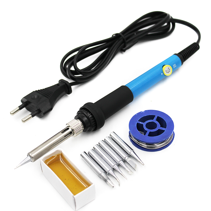60W Electric Soldering Iron With 6pcs Iron Tip Stand Solder Wire Repair ...
