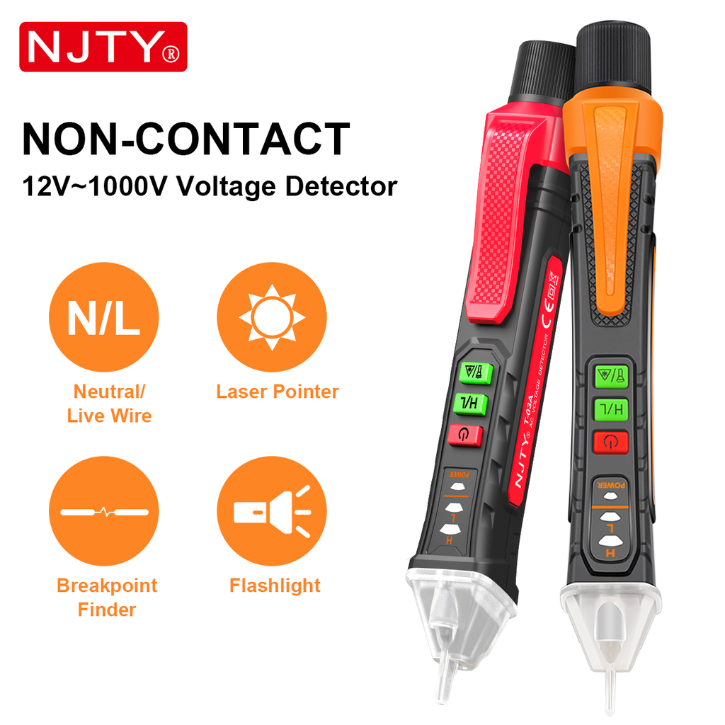 NJTY Non-contact Voltage Tester, Dual Range AC12V/48V- 1000V , Electric ...