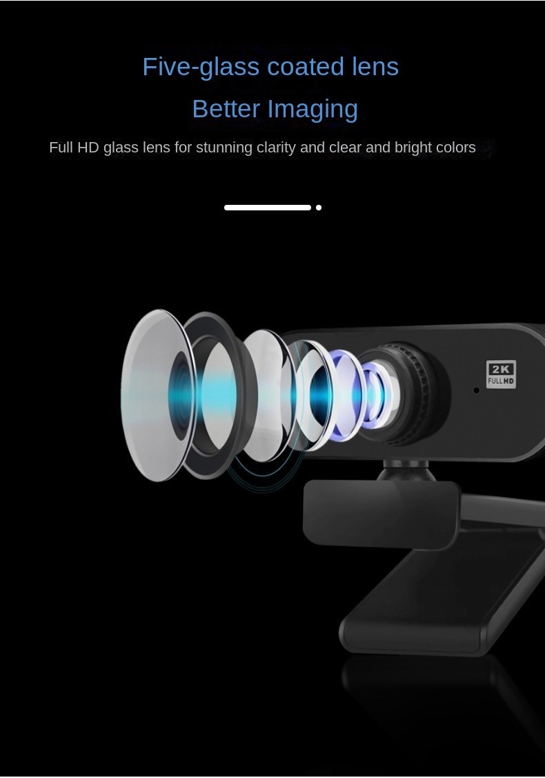 Computer Webcam HD For PC 2K Mini Web Camera with Microphone USB 2.0 ...