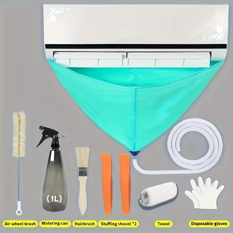 Air conditioning cleaning kit including drainage system and cleaning ...