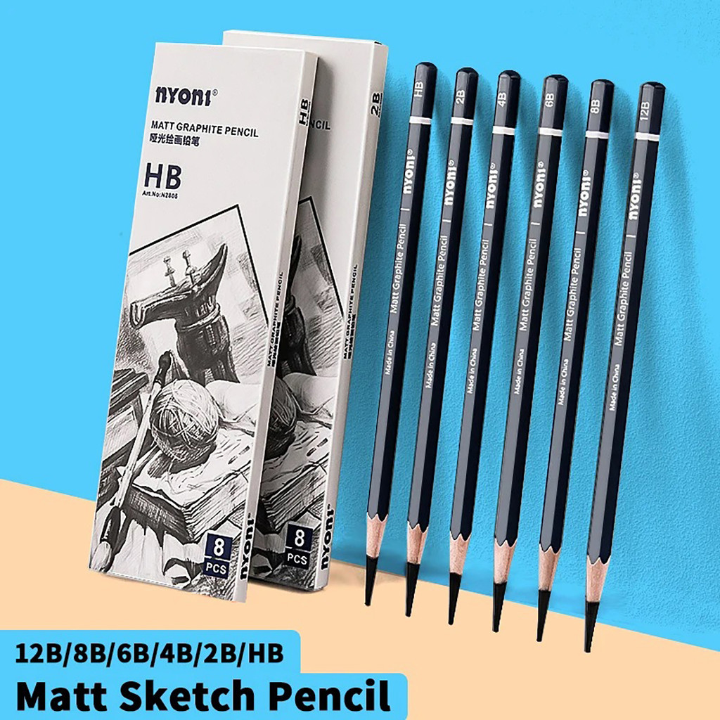 Matte Sketch Pencil HB 2B 4B 6B 8B 12B Artist Students Matt Graphite Pencils Set for Sketching ...