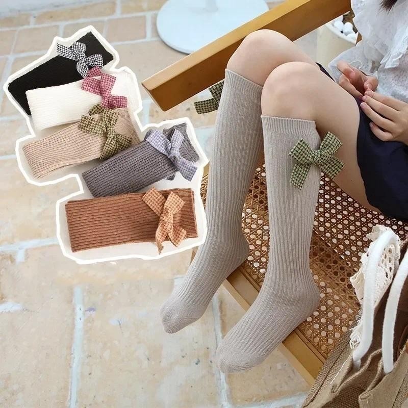 New Kids Socks Toddlers Girls Big Bow Knee High Quality Long Soft ...