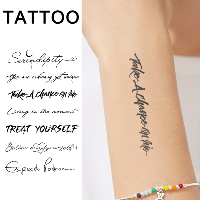 English Inspirational Phrase Tattoo Stickers, Long-Lasting Waterproof 1 ...