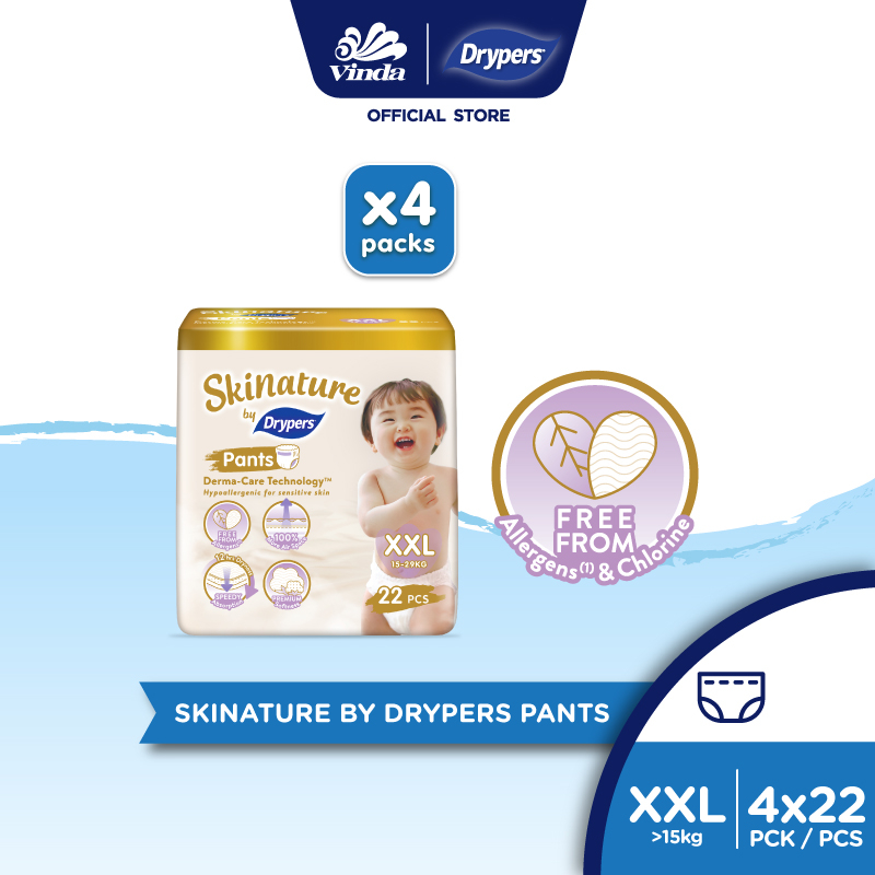 [Bundle of 4] Drypers Skinature Pants Baby Diapers XXL22 4 Packs ...