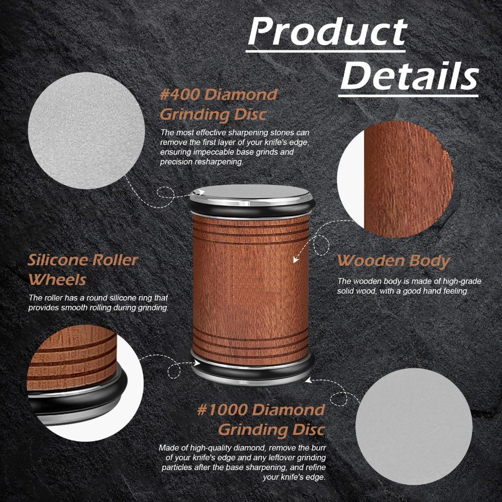 Rolling Knife Sharpener Kit for Straight Edge, Roller Knife Sharpening with Industry Diamonds ...
