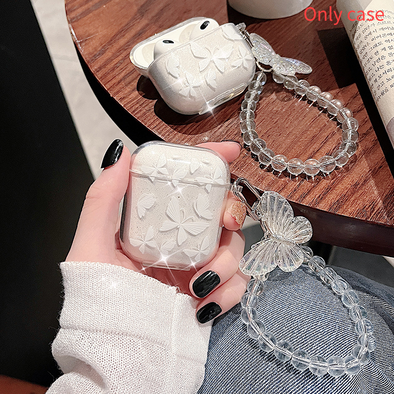 Luxury White Butterfly Design AirPods Case Compatible with AirPod 2 ...