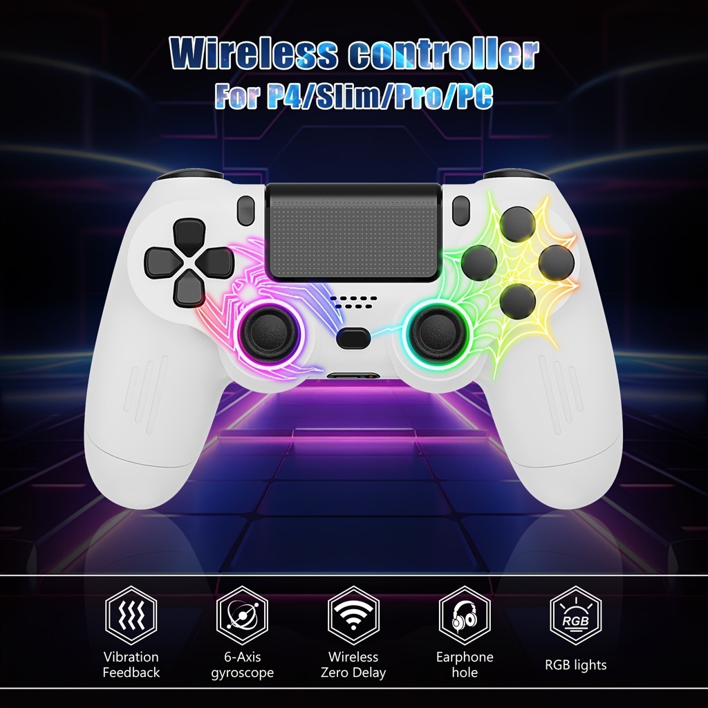 PS4 wireless controller with RGB light/USB cable/dual vibration/6-axis ...
