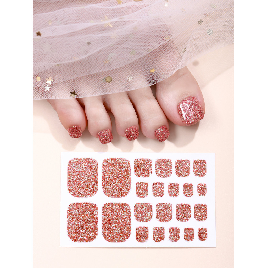 22Tips Silver Champagne Nail Polish Toe Nail Glitter Solid Color Full ...