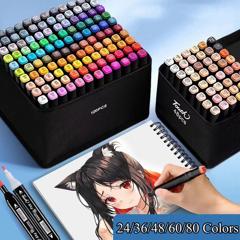 24/36/48/60/80 Colors Mark Pen Marker Set Sketching Markers Art School ...