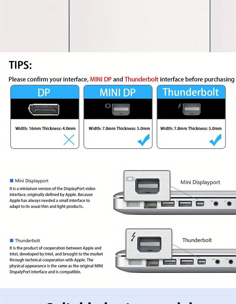 Mini DP DisplayPort Thunderbolt To VGA Adapter Connecto Converter for ...