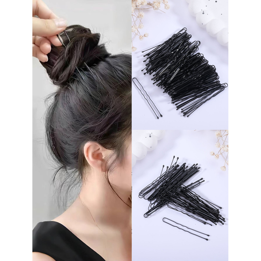 100Pcs Kids Hair Pins Set - Black U-Shaped Bobby Pins For Girls, Strong ...