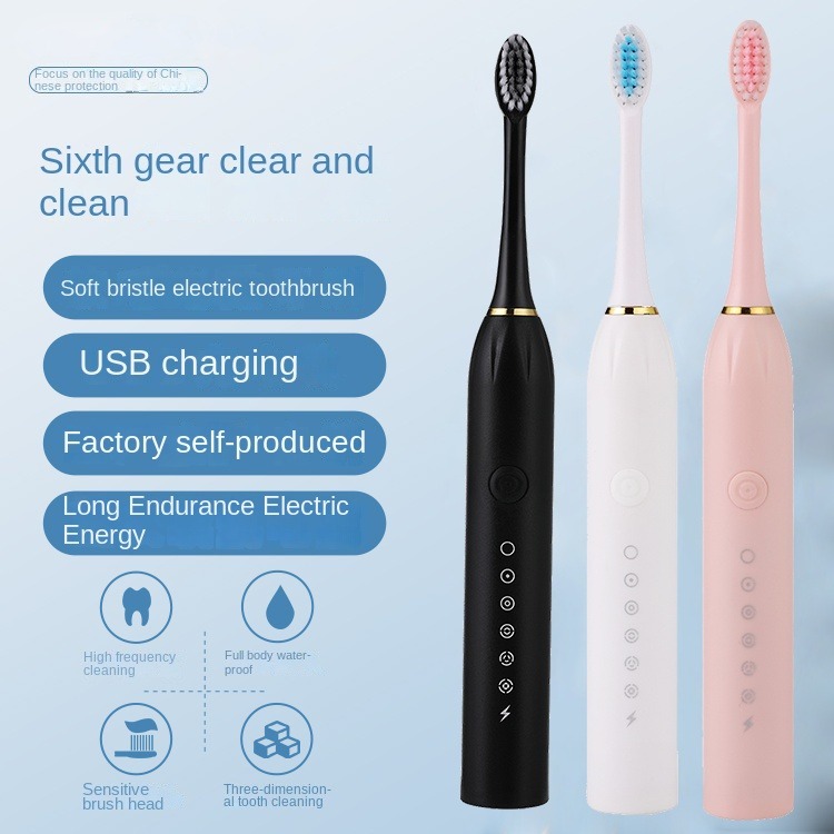 Electric toothbrush 6 Modes Sonic Automatic Toothbrush USB charging ...