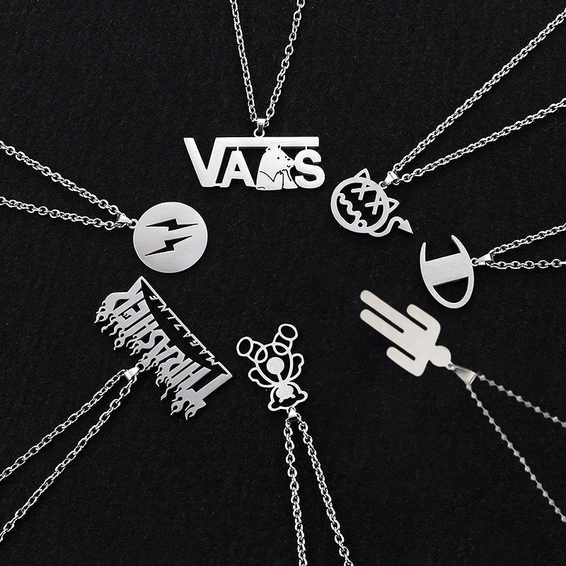 Retro Cool Men and Women Fashion Hip Hop Style Various symbol Titanium ...