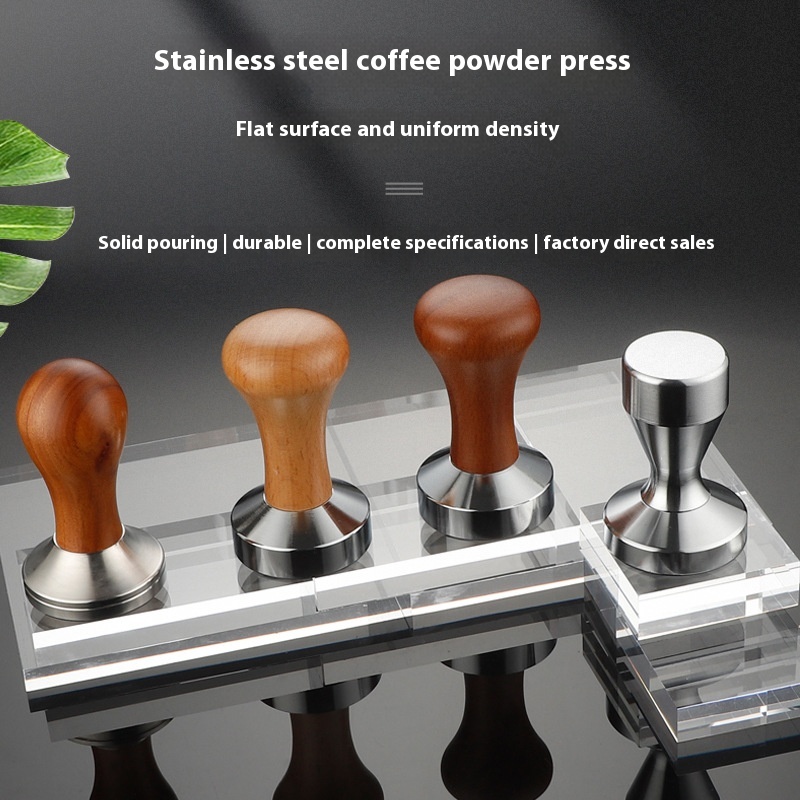 Wooden handle coffee powder press, electroplated alloy powder press ...