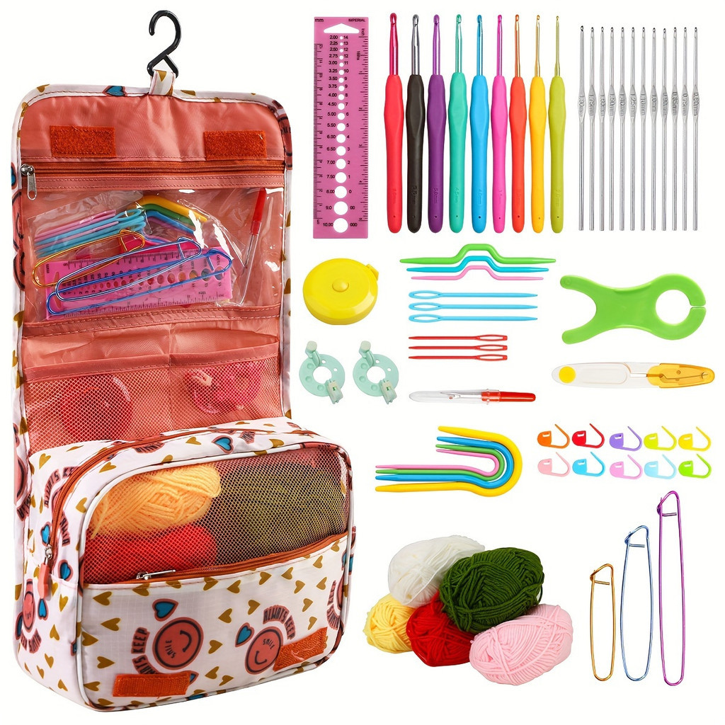 1set Storage Bag Crochet Hook Storage 8 Balls Of Yarn Set Beginner ...