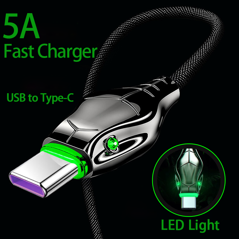 66W 5A Super Fast Charging Zinc Alloy Snake Head With Light Data Cable ...