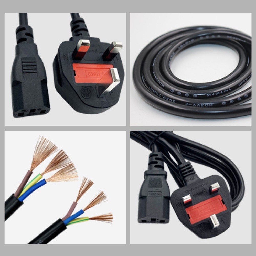 UK Malaysia 3-pin C13 power cord cable, copper, for PC monitor, 1.5m ...