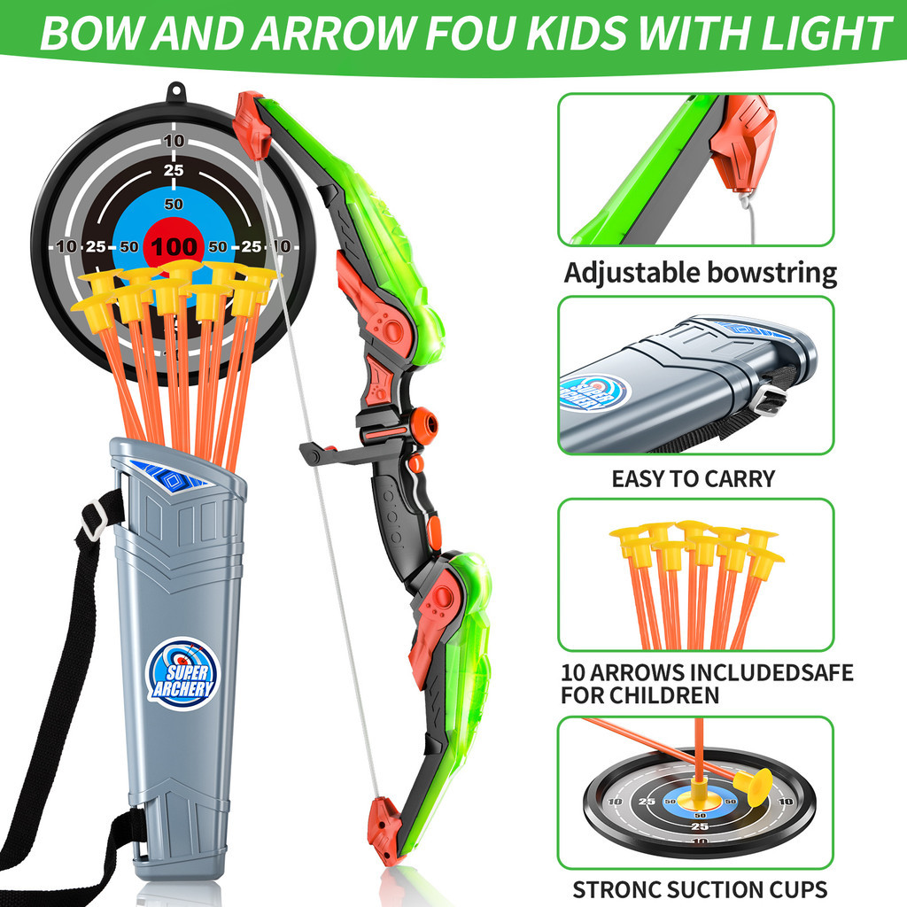 Archery Bow Toy Set With LEDLighting Shooting Toy For Kids Bow and ...