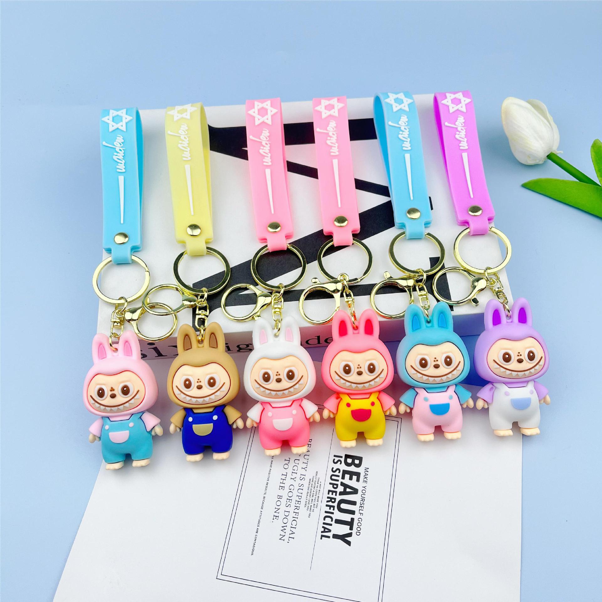 1 Piece Labubu Keychain Cute Cartoon Little Sheep Doll Key Ring Mystery ...
