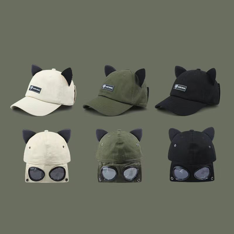 Cat's ears (Steamed cat-ear shaped bread) pilot hat for men Hip Hop ...