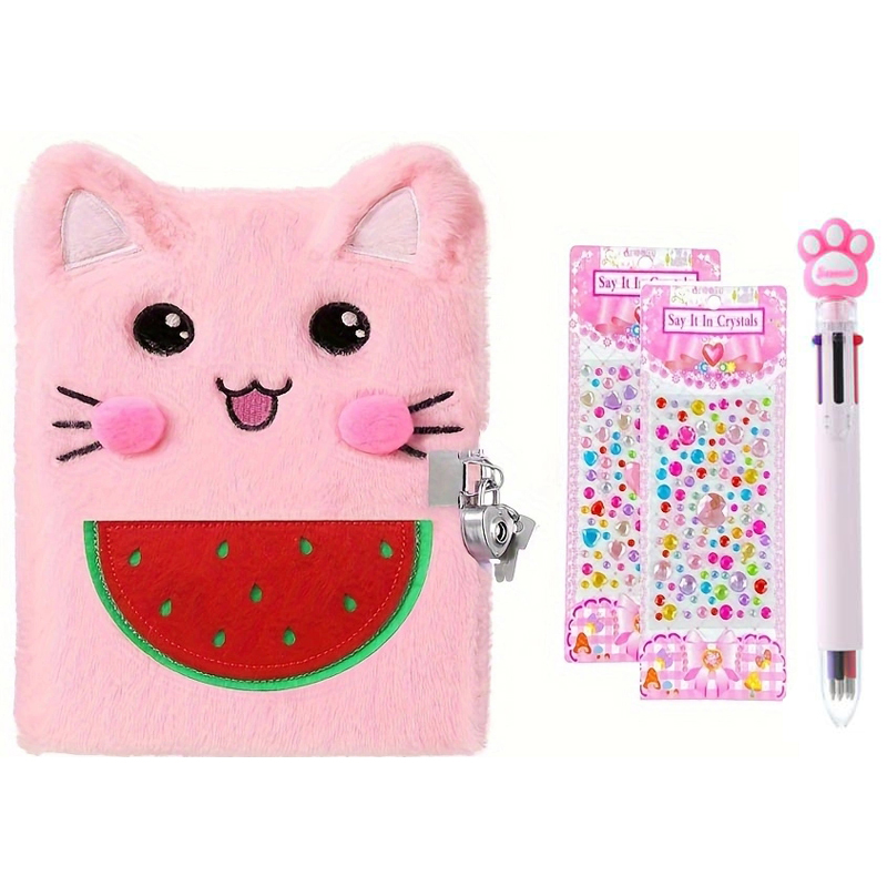 Set, Cat Diary with Lock and Keys for Girls, Kids Journal School Travel ...