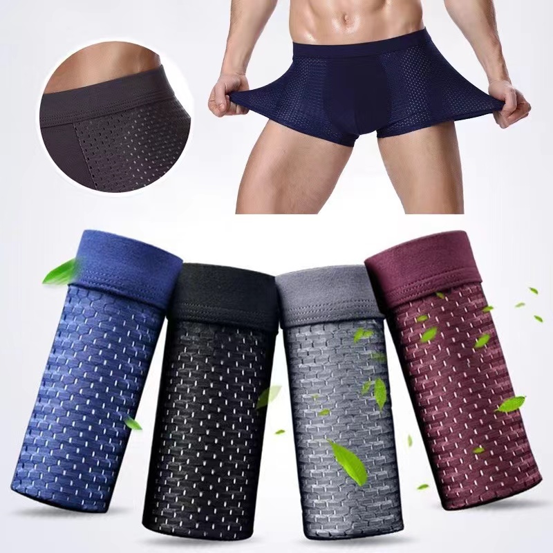 New Men's Underwear Men's Ice Silk Mesh Boxers Breathable Mesh Boxer ...