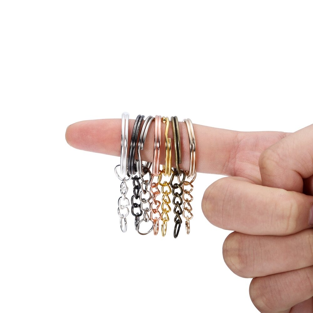 50pcs/pack 25MM DIY Key Ring Keychain Ring With Short Chain Jump Ring ...