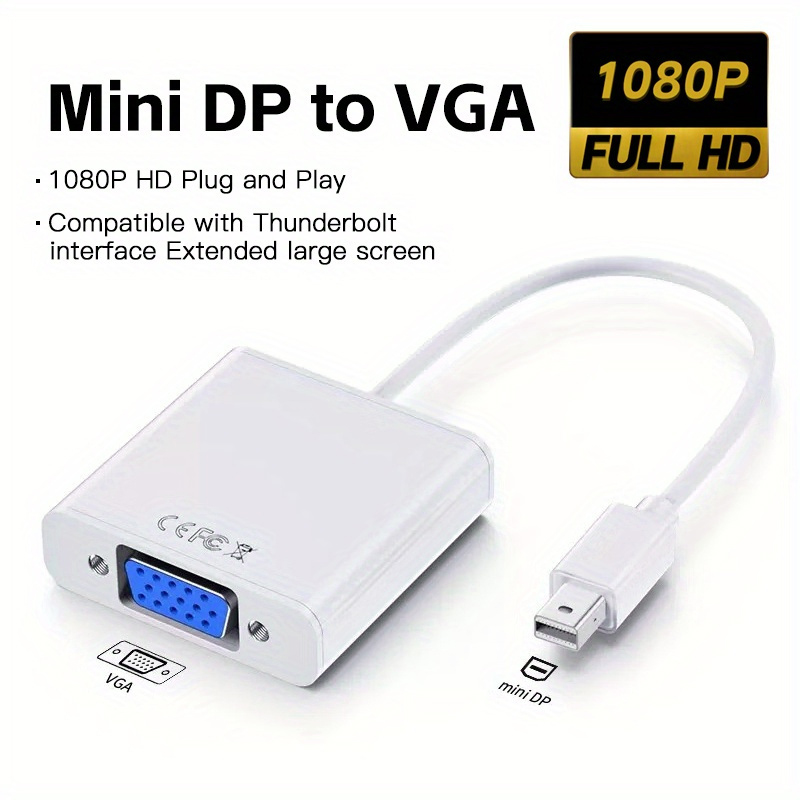 Mini DP DisplayPort Thunderbolt To VGA Adapter Connecto Converter for ...