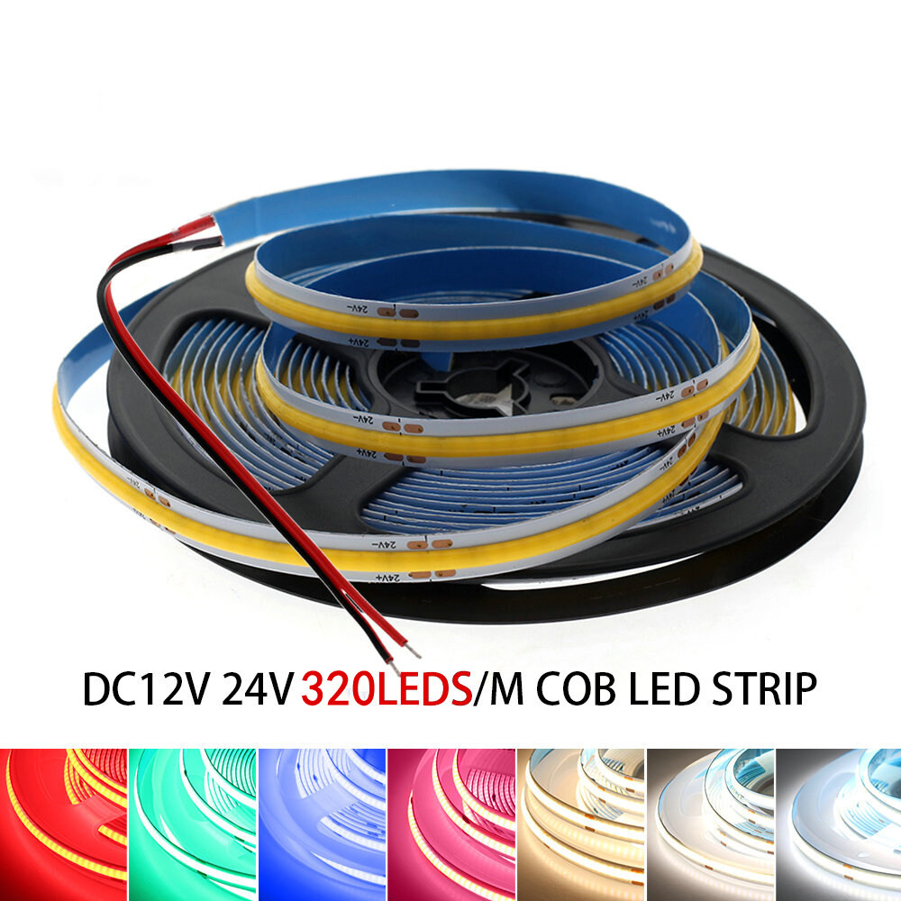 DC12V 24V White / Warm White / Red / Blue / Green COB LED Strip High Density 480 LEDs/m 1m /3m ...