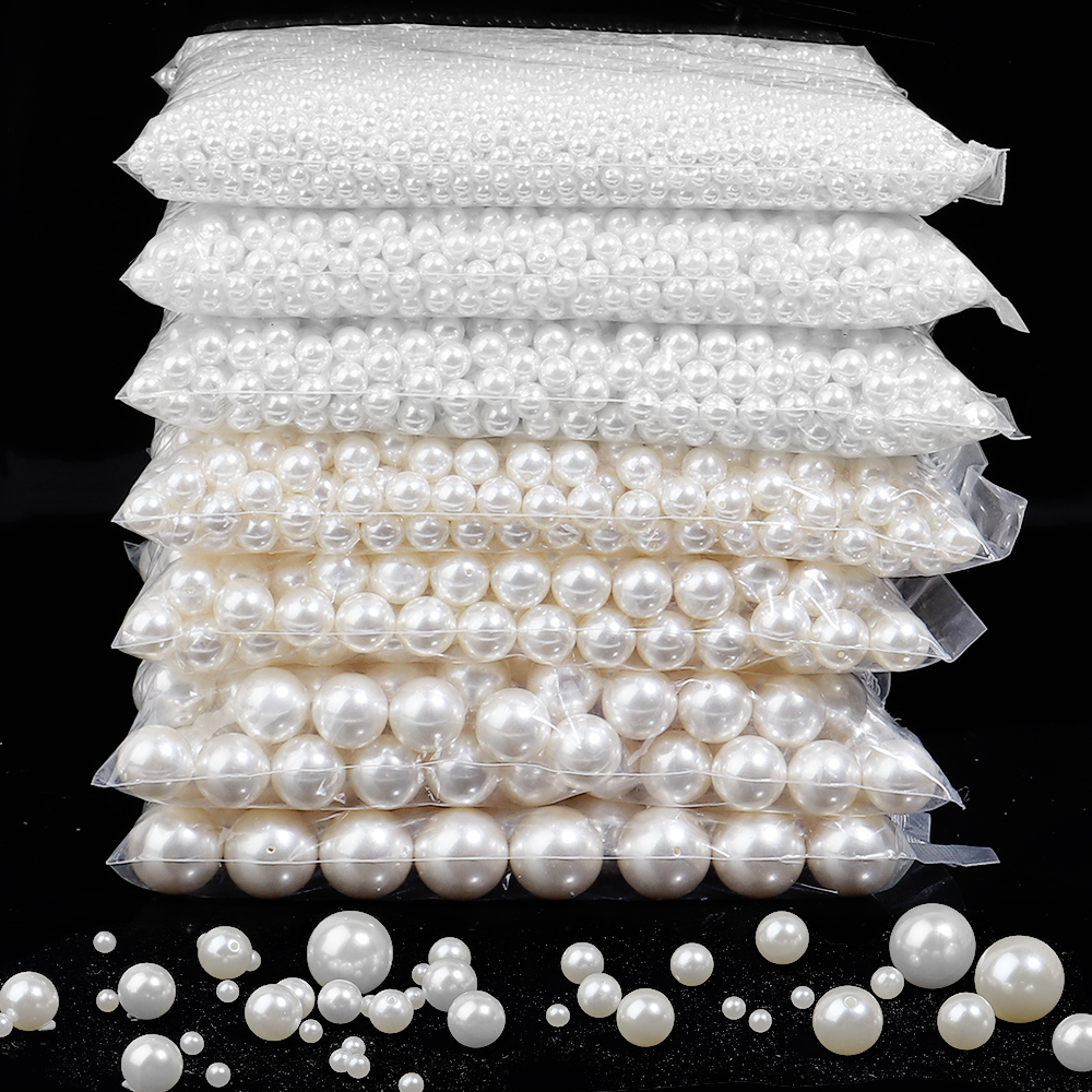 Abs Imitation Pearl Round Beads White/Beige Loose Beads Semi-finished ...
